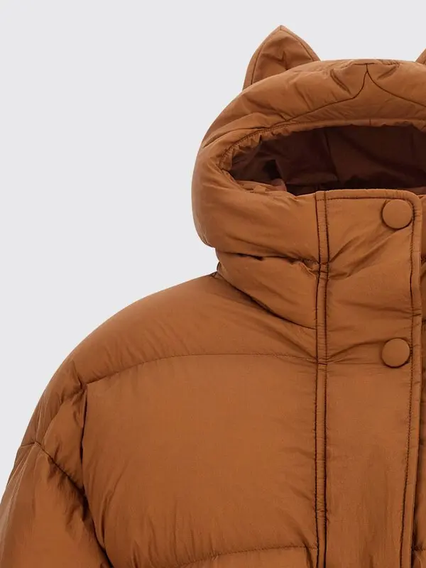IENKI IENKI Fox Michlin Quilted Nylon Puffer Jacket With Ears Hood - Brown