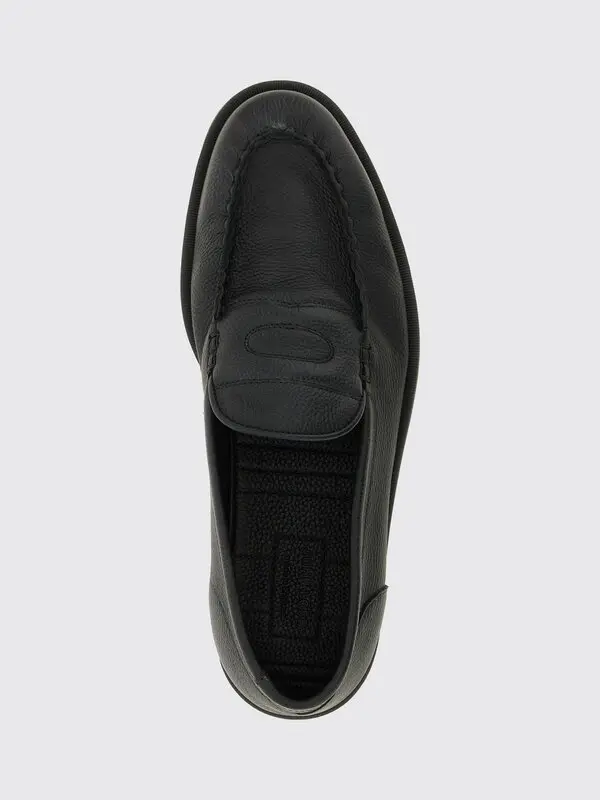 John Lobb Grained Calf Leather Loafers With Rubber Sole