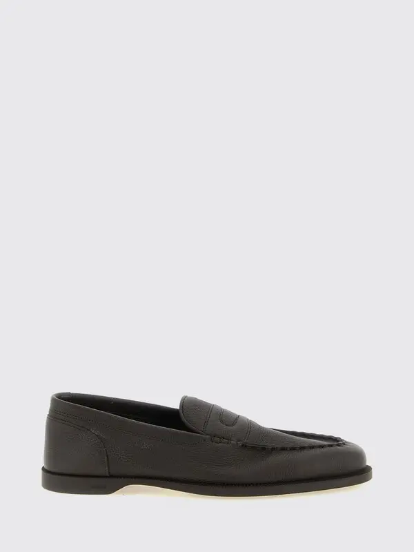 John Lobb Grained Calf Leather Loafers With Raised Apron Seam