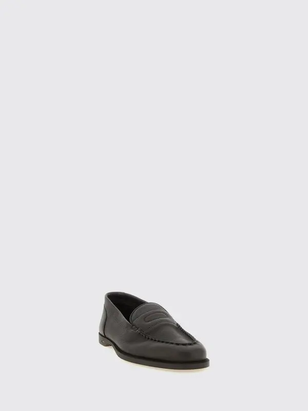 John Lobb Grained Calf Leather Loafers With Raised Apron Seam