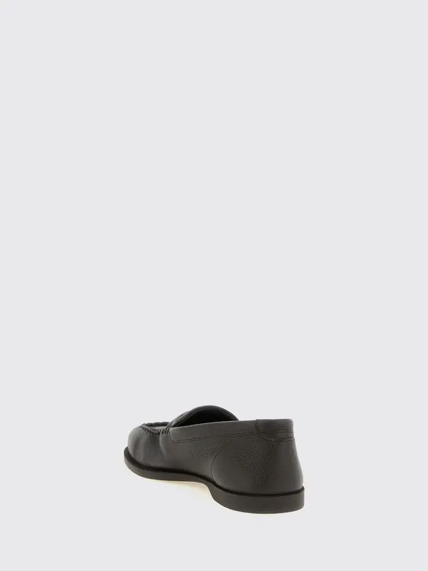 John Lobb Grained Calf Leather Loafers With Raised Apron Seam