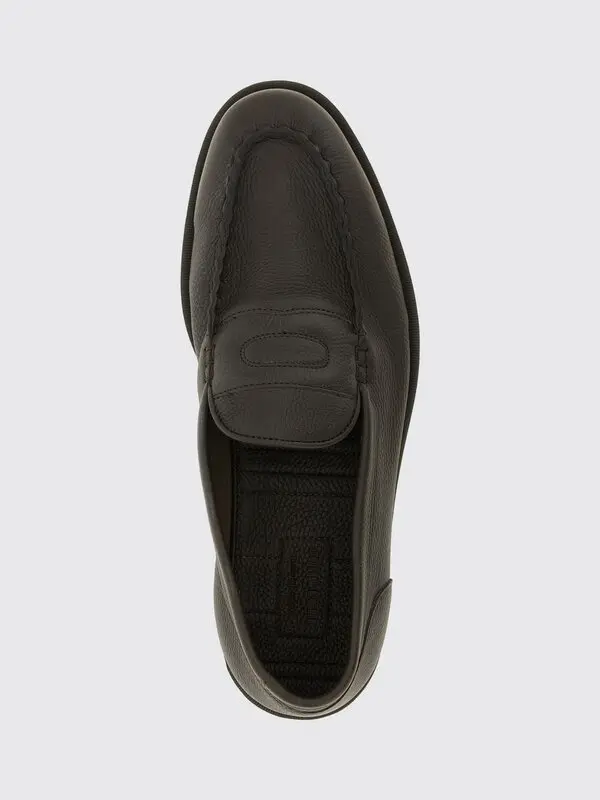 John Lobb Grained Calf Leather Loafers With Raised Apron Seam