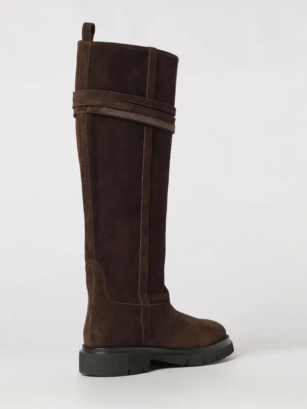 Fabiana Filippi Suede Leather Knee-high Boots With Lug Sole And Round Toe