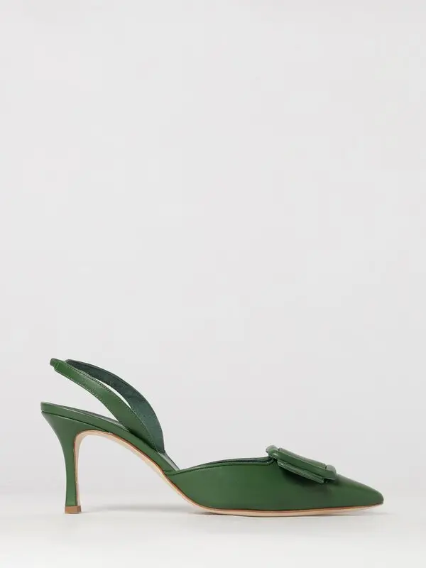 Manolo Blahnik Maysli Smooth Leather Mid-heel Slingback Pumps With Buckle