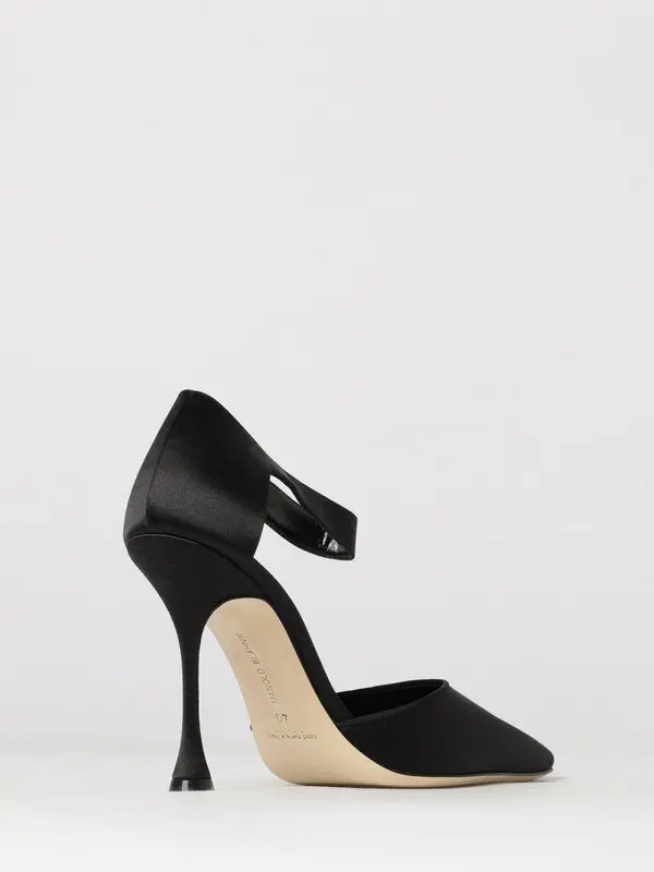 Manolo Blahnik Satin Pumps With Jewel Buckle And Ankle Strap
