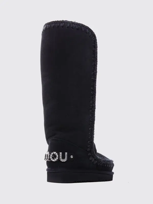 Mou Eskimo Calf-height Suede Boots With Rhinestone Logo