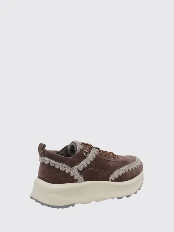 Mou Speed Eskimo Suede Sneakers With Contrast Stitching And A Platform Sole - Brown