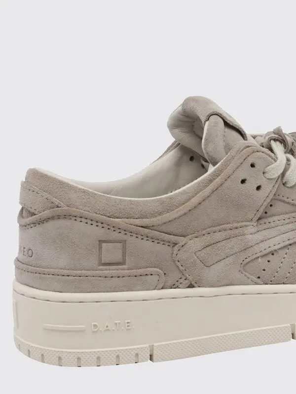 D.a.t.e. Suede Low-top Sneakers With A Perforated Toe And Printed Logo - Beige