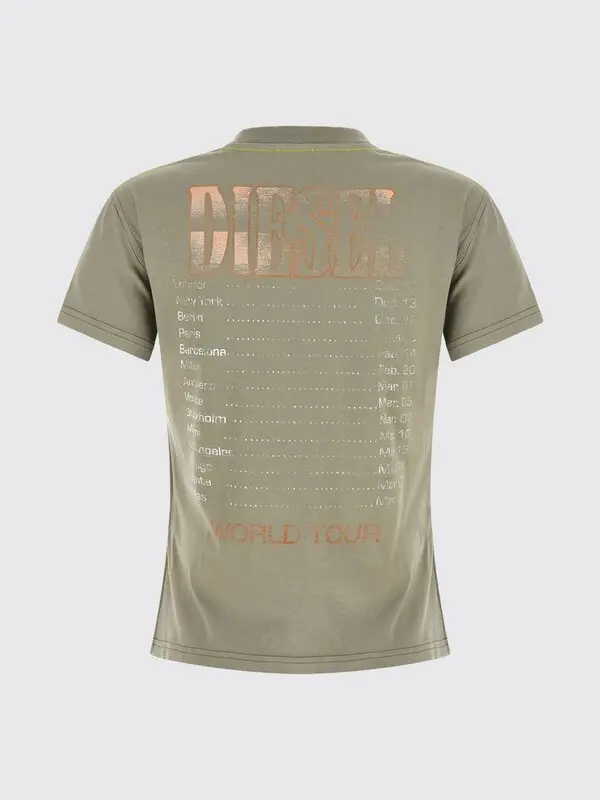 DIESEL® Slim Fit Cotton T-shirt With Rhinestones And Embroidered Logo