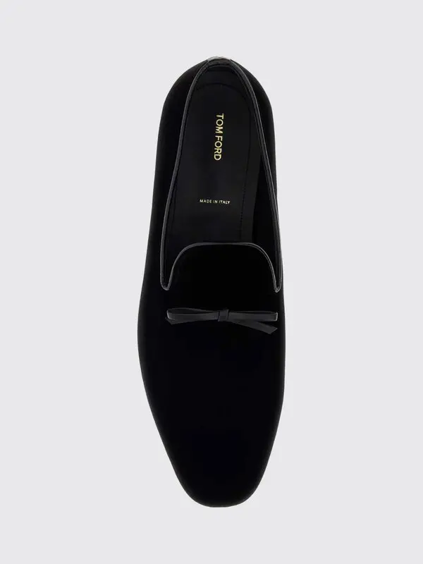 TOM FORD Velvet Loafers With Bow And Pointed Toe