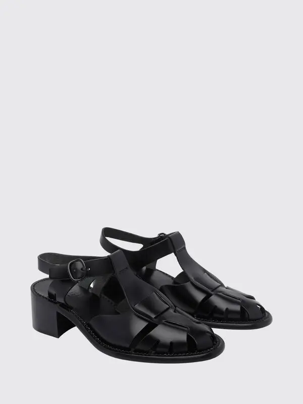 Hereu Pesca Perforated Calfskin Sandals With Medium Heel And Ankle Strap