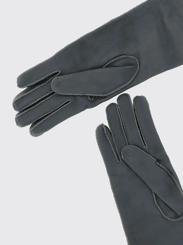 Agnona Calfskin Nappa Leather Gloves With Exposed Stitching