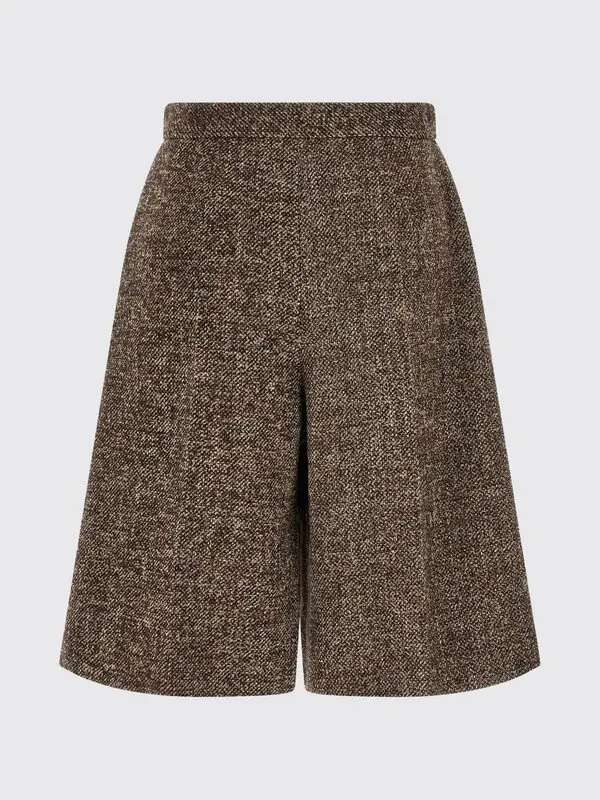 Agnona High-waisted Wide-leg Tailored Bermuda Shorts In Wool-silk Blend