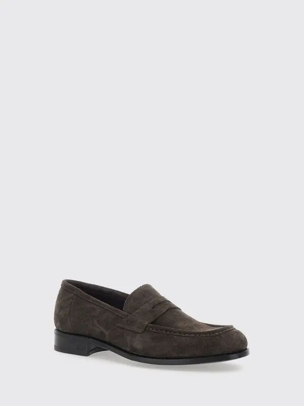 LIDFORT Suede Cowhide Penny Loafers With Saddle Strap