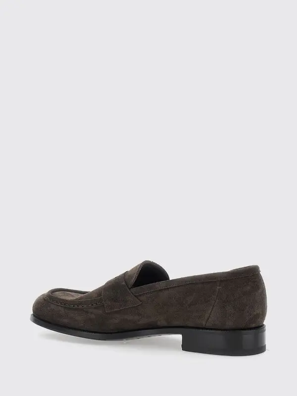 LIDFORT Suede Cowhide Penny Loafers With Saddle Strap
