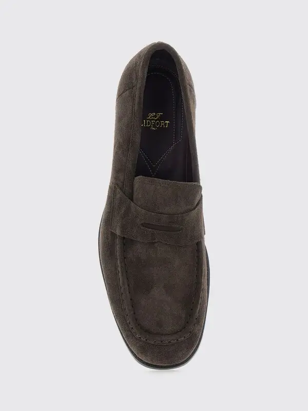 LIDFORT Suede Cowhide Penny Loafers With Saddle Strap