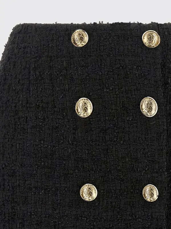 Balmain High-waisted Cotton-blend Pencil Mini Skirt With Buttons