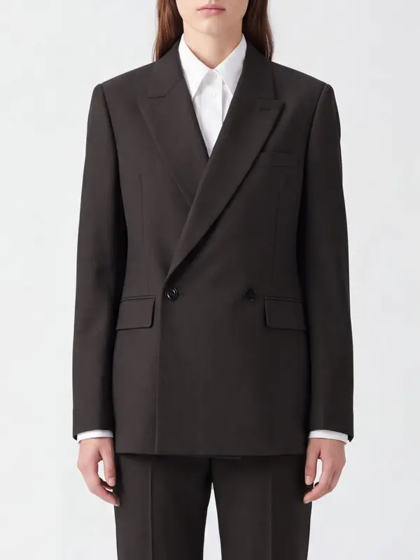 LEMAIRE Cropped Double-breasted Wool-blend Blazer With Classic Lapels - Black