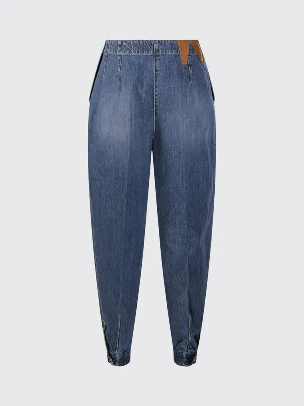 DARKPARK High-waisted Baggy Jeans In Cotton Denim With Pleats