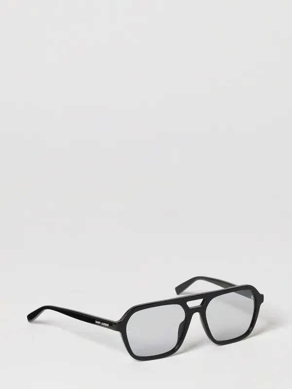 Saint Laurent Aviator Sunglasses In Recycled Acetate With Double Bridge - Black