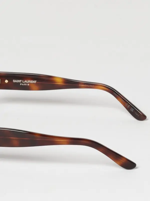 Saint Laurent Tortoiseshell Oval Sunglasses With Metal Logo - Gold
