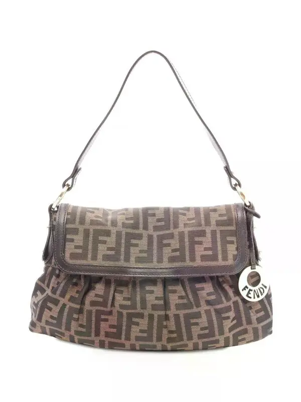 Fendi 2000-2010 Small Zucca Canvas Chef Flap Shoulder Bag