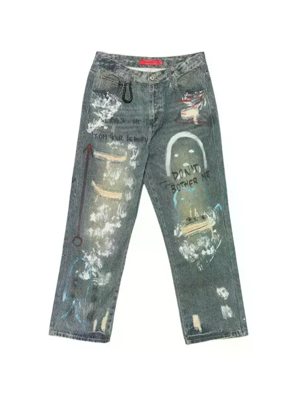 ACUPUNCTURE 1993 Original Graffiti-print Distressed Jeans