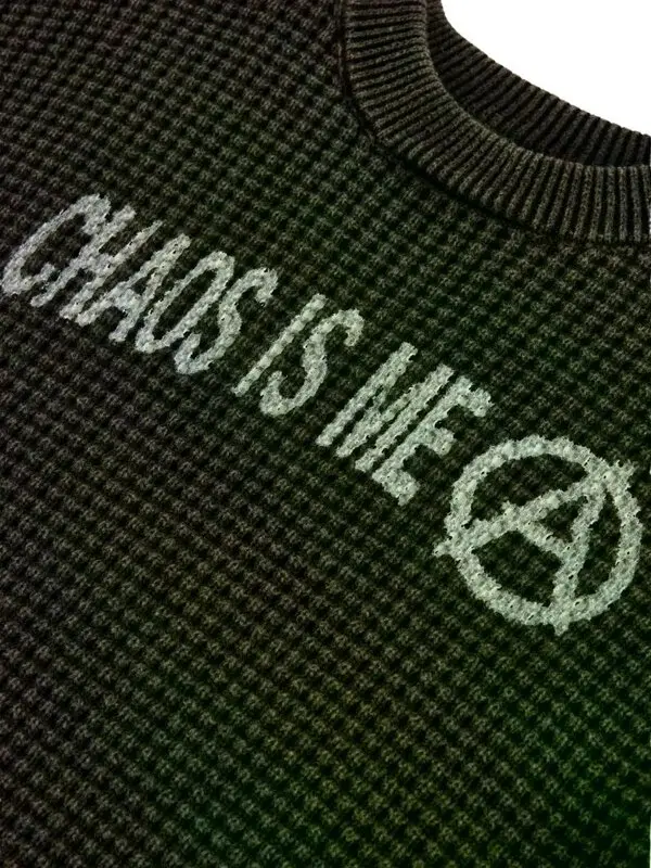 ACUPUNCTURE 1993 Distressed Waffle-knit Sweater