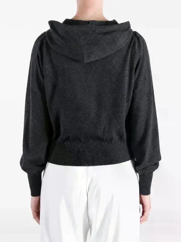 AMOMENTO Puff-sleeve Zip-up Hoodie