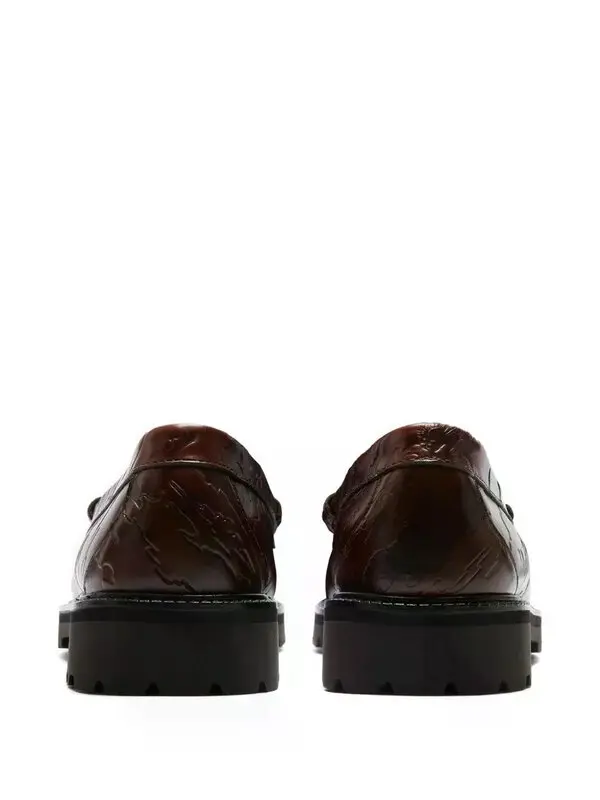 G.H.BASS Weejuns Lug Larson Embossed Leather Loafers - Brown