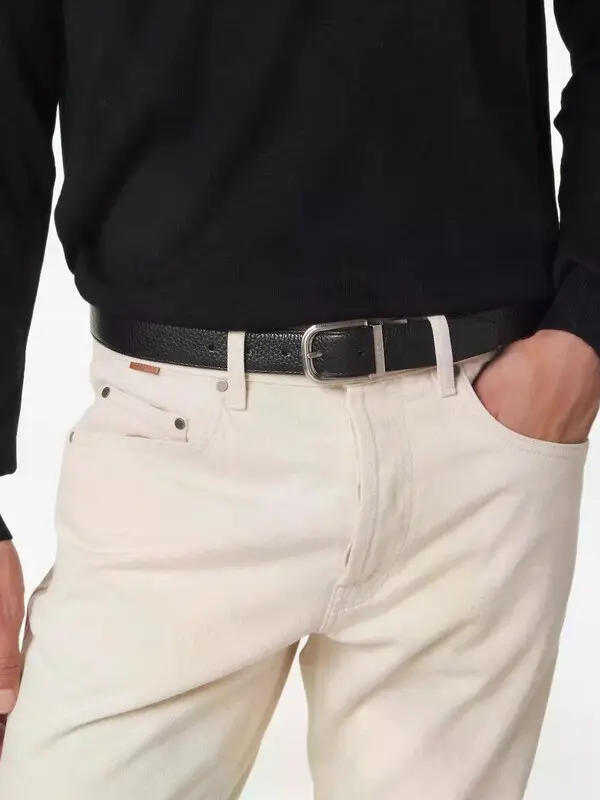 LARDINI Grained-leather Belt