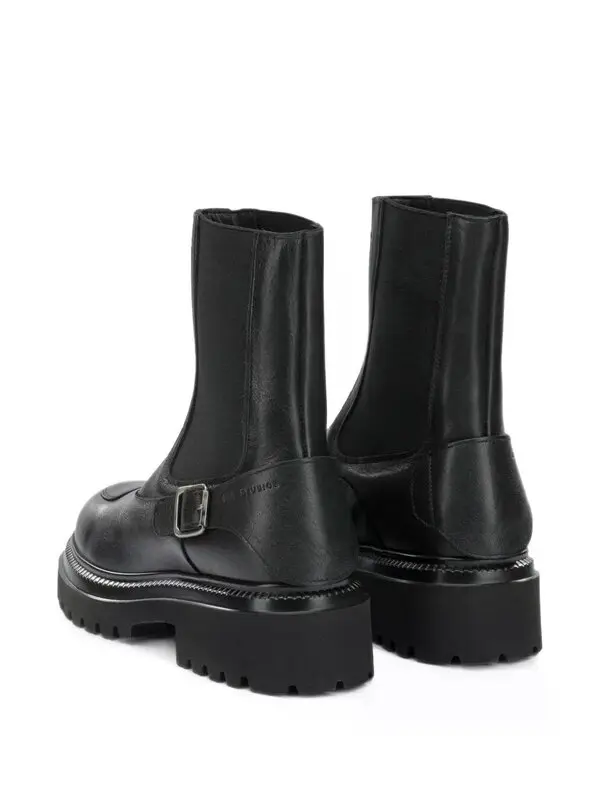 SUMMERY COPENHAGEN Buckle-detail Leather Ankle Boots