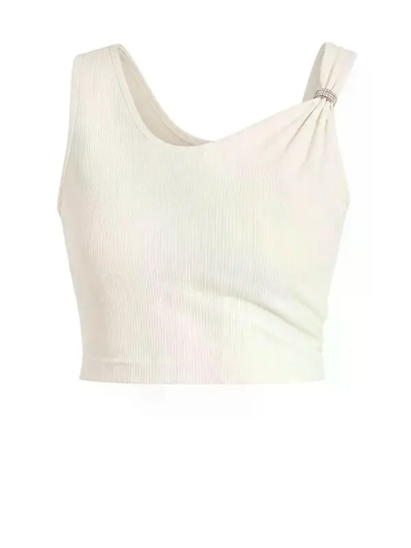 Guess Crystal-embellished Ribbed Crop Top