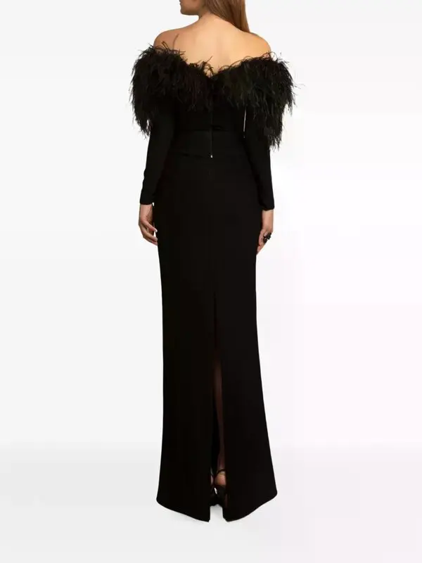 GEMY MAALOUF Feather-trim Off-shoulder Top