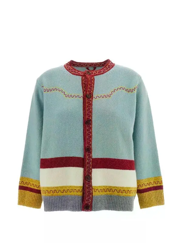 BODE Rock Candy Embroidered Striped Cardigan