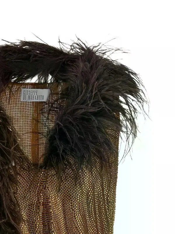 Giuseppe Di Morabito Feather-trim Crystal-embellished Top - Gold