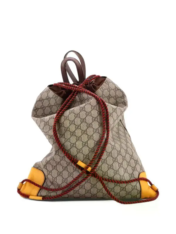 Gucci Neo Vintage Drawstring Gg Coated Canvas Large Backpack