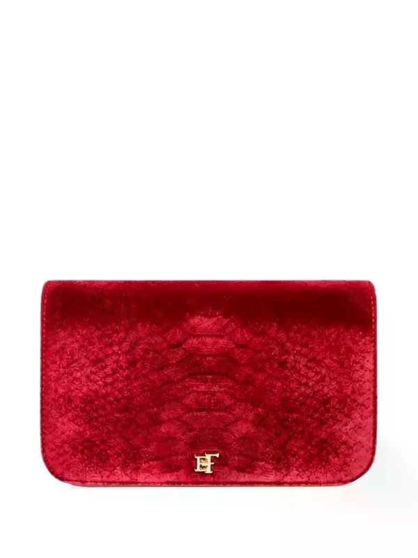 Elisabetta Franchi Croc-effect Velvet Shoulder Bag - Red
