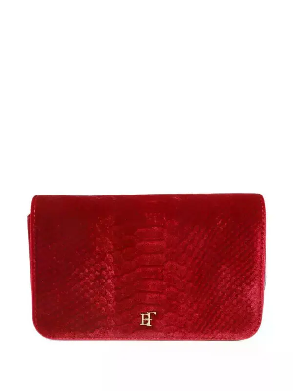 Elisabetta Franchi Croc-effect Velvet Shoulder Bag - Red