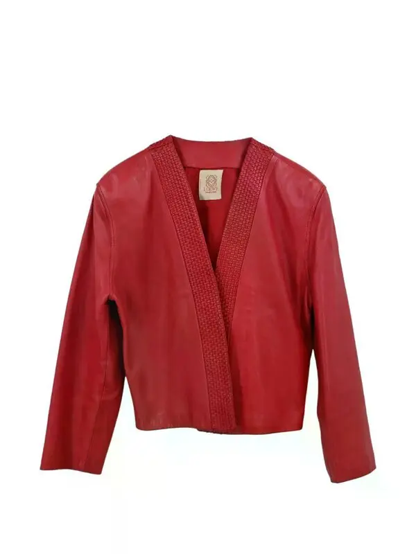 Loewe Woven-trim Leather Jacket