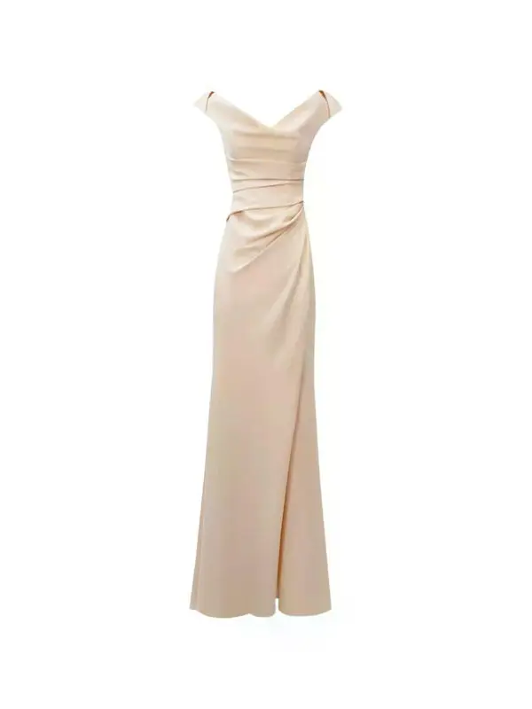 GEMY MAALOUF Draped-detail Side-slit Dress - Neutrals