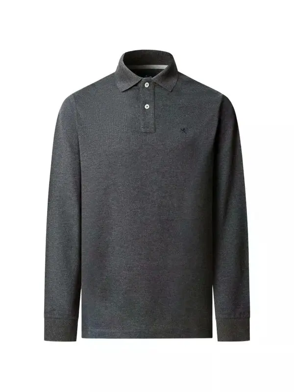 HACKETT  Logo-embroidered Long-sleeve Polo Shirt