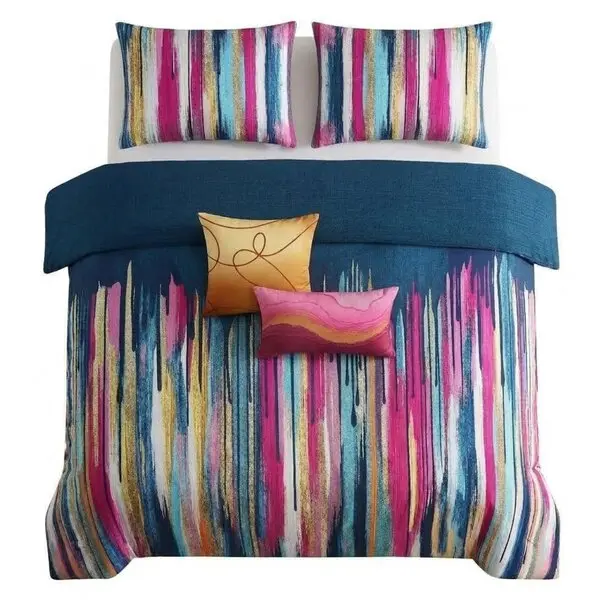 PURE PARIMA Bebejan Modern Palette Reversible Comforter Set - Blue