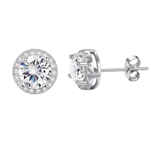 SOPHELIA Round Pavé Halo Stud Earrings For