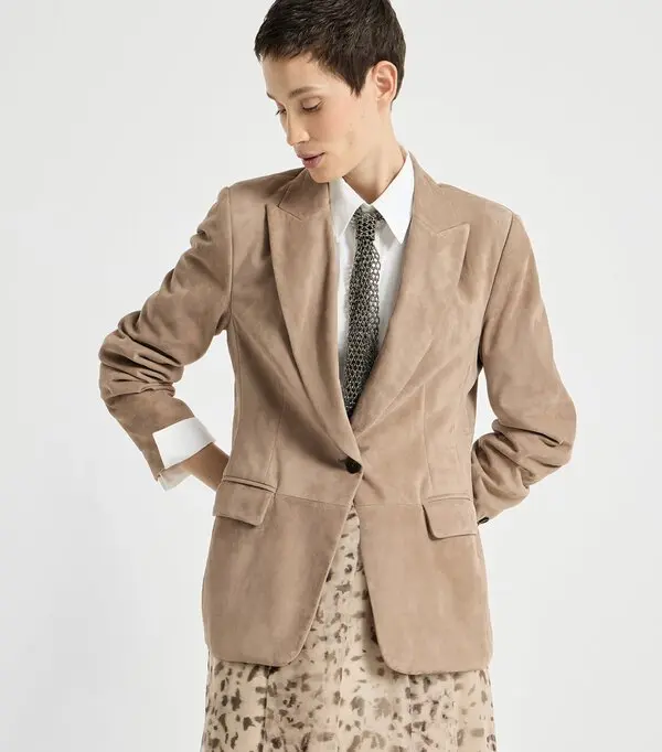 Brunello Cucinelli Suede Monili-detail Blazer