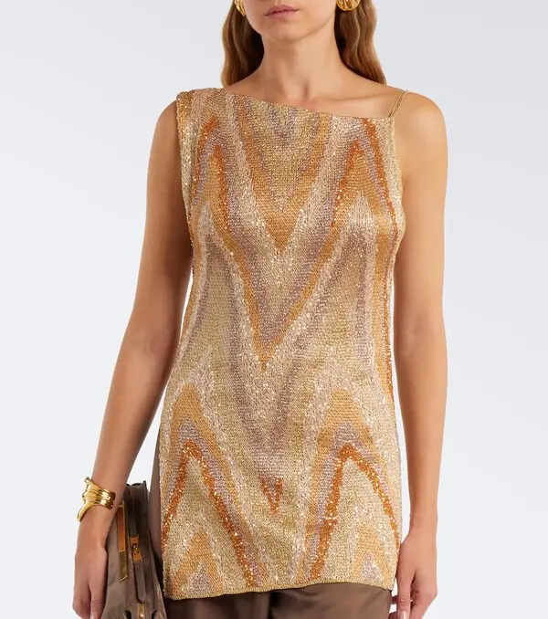 Missoni Zigzag Sequined Lame Top