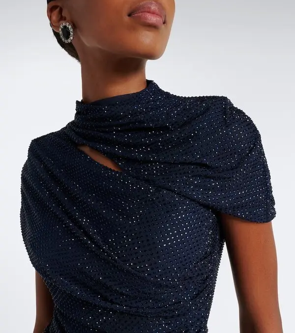 SELF-PORTRAIT Cutout Embellished Mesh Top