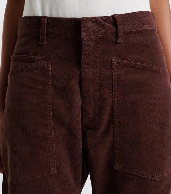 NILI LOTAN Shon Cotton-blend Corduroy Barrel-leg Pants - Brown