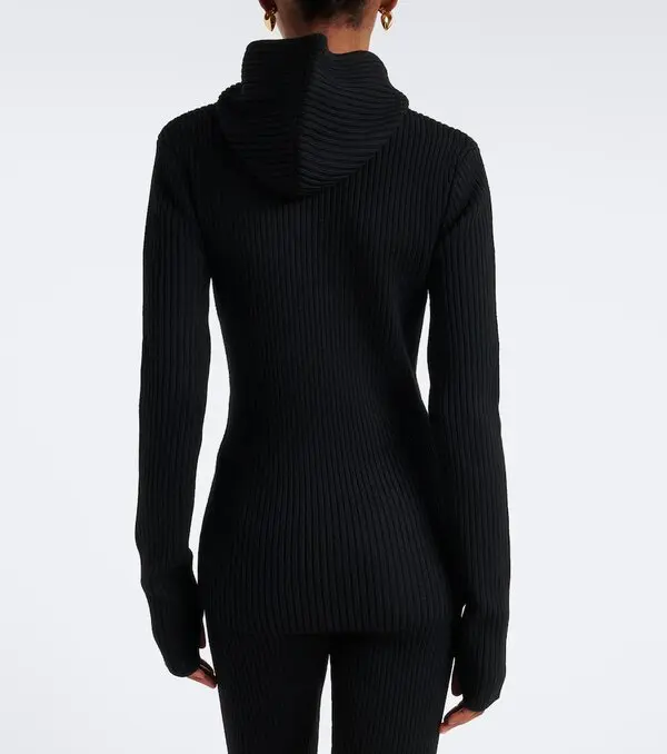 THE FRANKIE SHOP Larice Ribbed-knit Hooded Wool Sweater