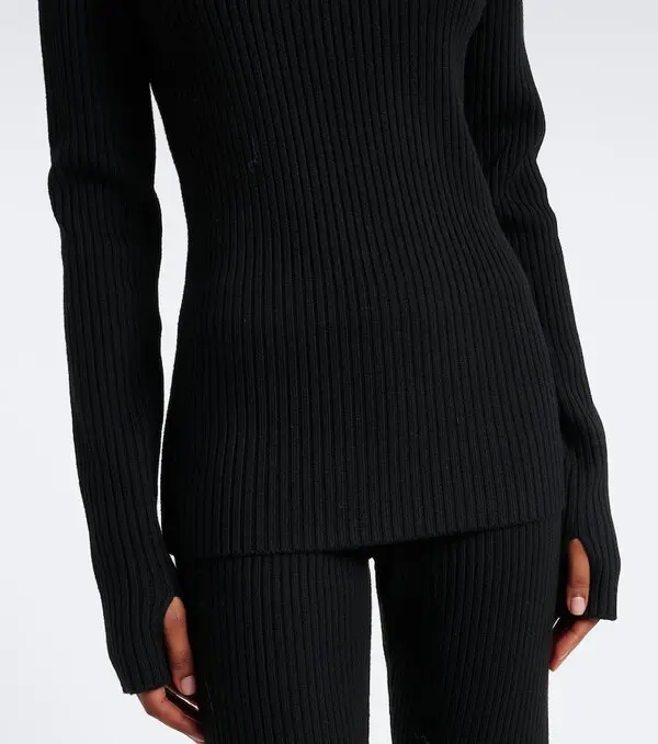THE FRANKIE SHOP Larice Ribbed-knit Hooded Wool Sweater